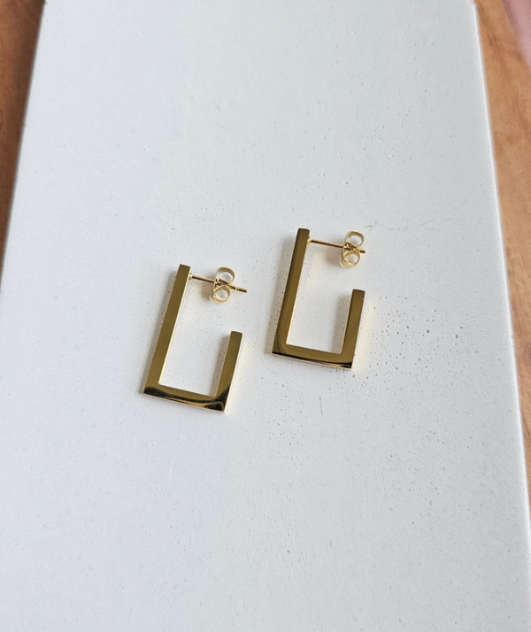 Luxe Gold Rectangle Hoops - Reservoir